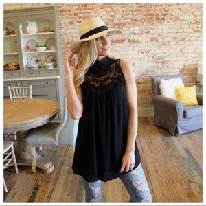 Infinity Raine | Tops | Black Sleeveless Lace Tunic | Poshmark
